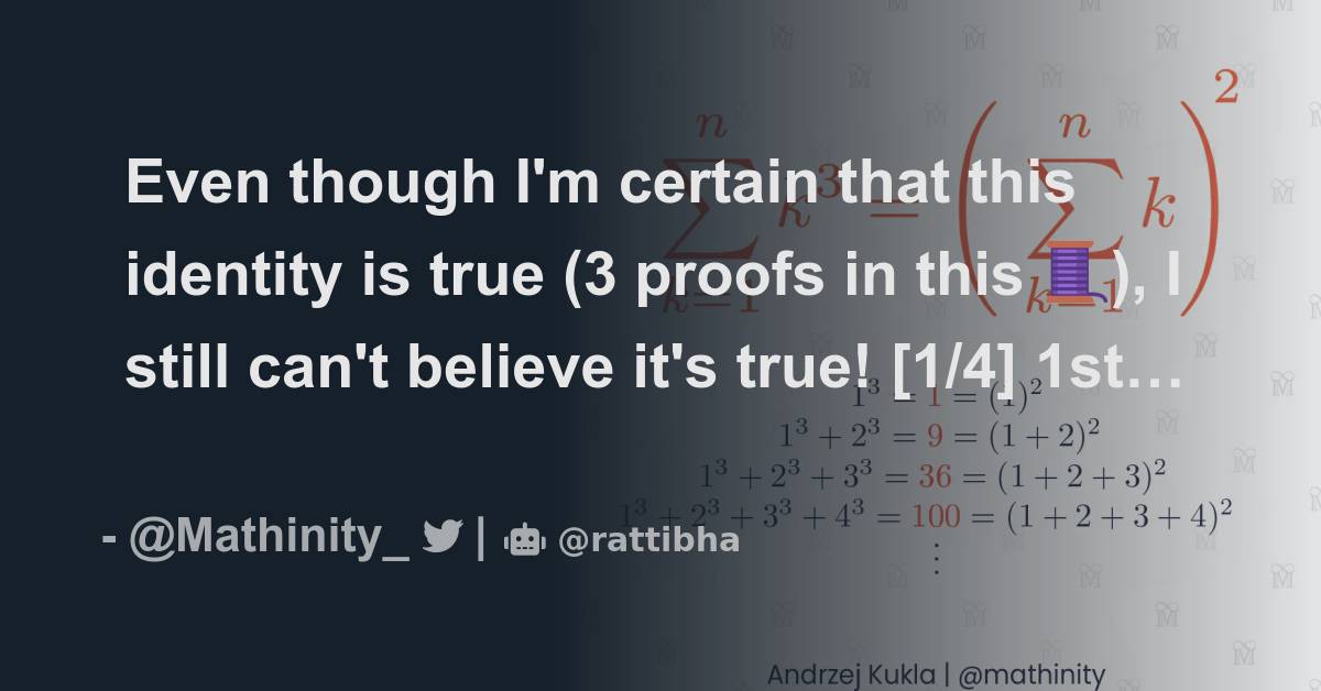 Even though I'm certain that this identity is true (3 proofs in this 🧵 ...