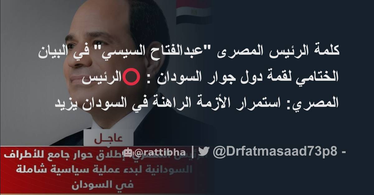 كلمة الرئيس المصرى عبدالفتاح السيسي في البيان الختامي لقمة دول جوار
