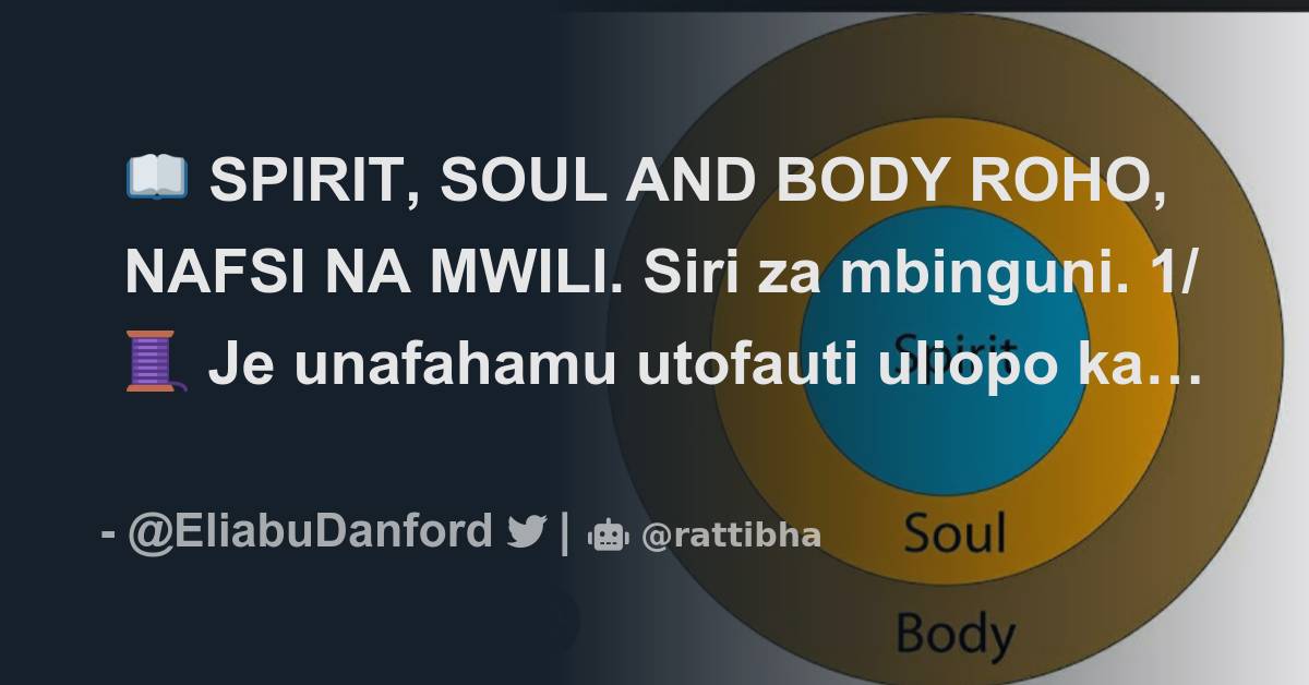 📖 SPIRIT, SOUL AND BODY ROHO, NAFSI NA MWILI. Siri za mbinguni. 1/🧵 Je ...