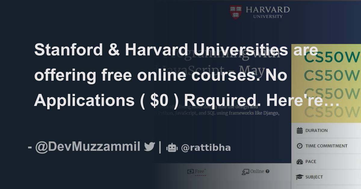 Stanford & Harvard Universities are offering free online courses. No ...