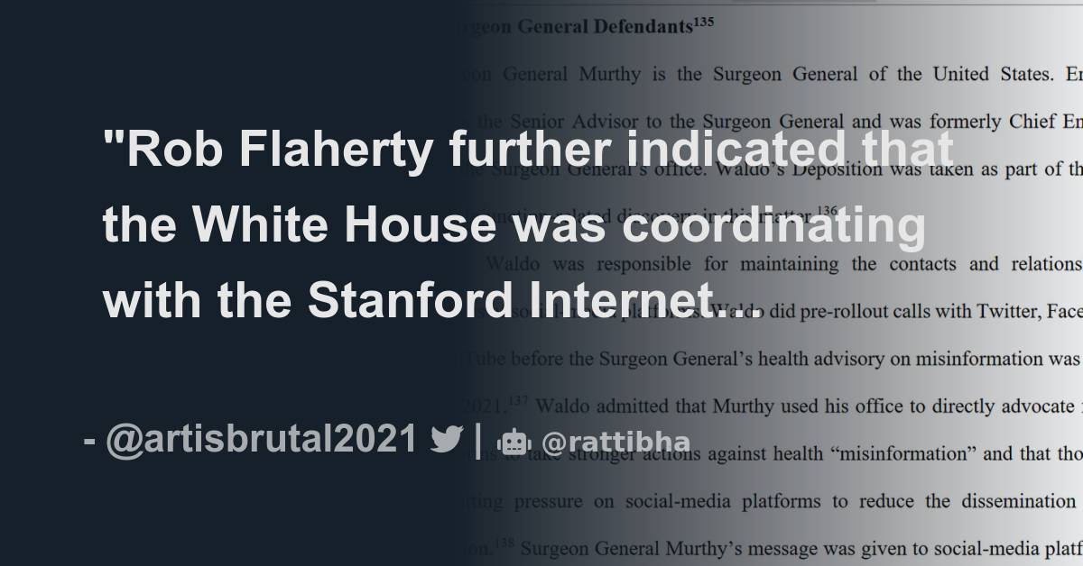 "Rob Flaherty further indicated that the White House was coordinating ...