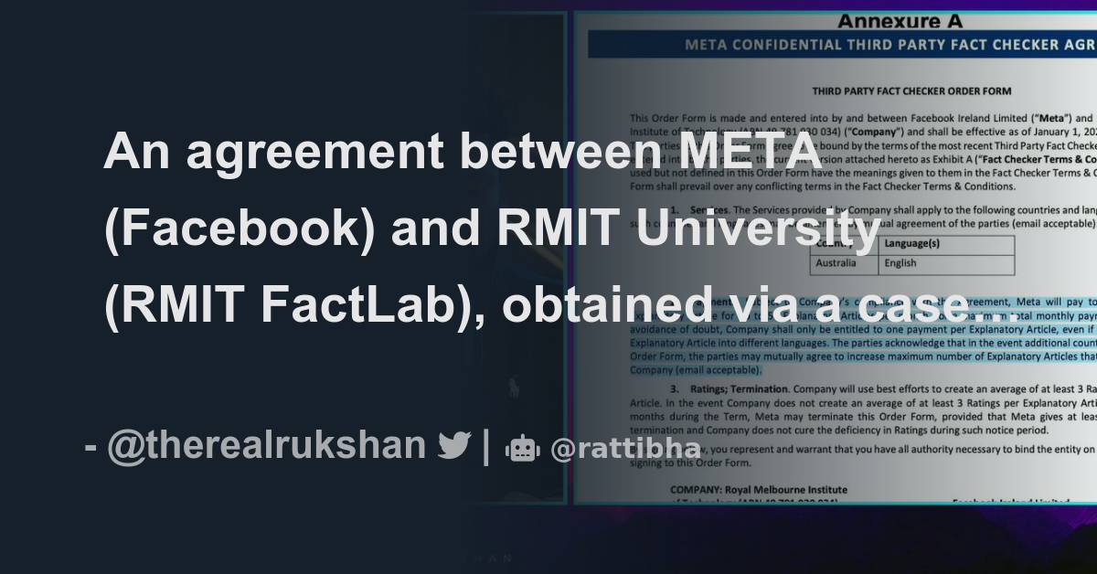 An agreement between META (Facebook) and RMIT University (RMIT FactLab ...