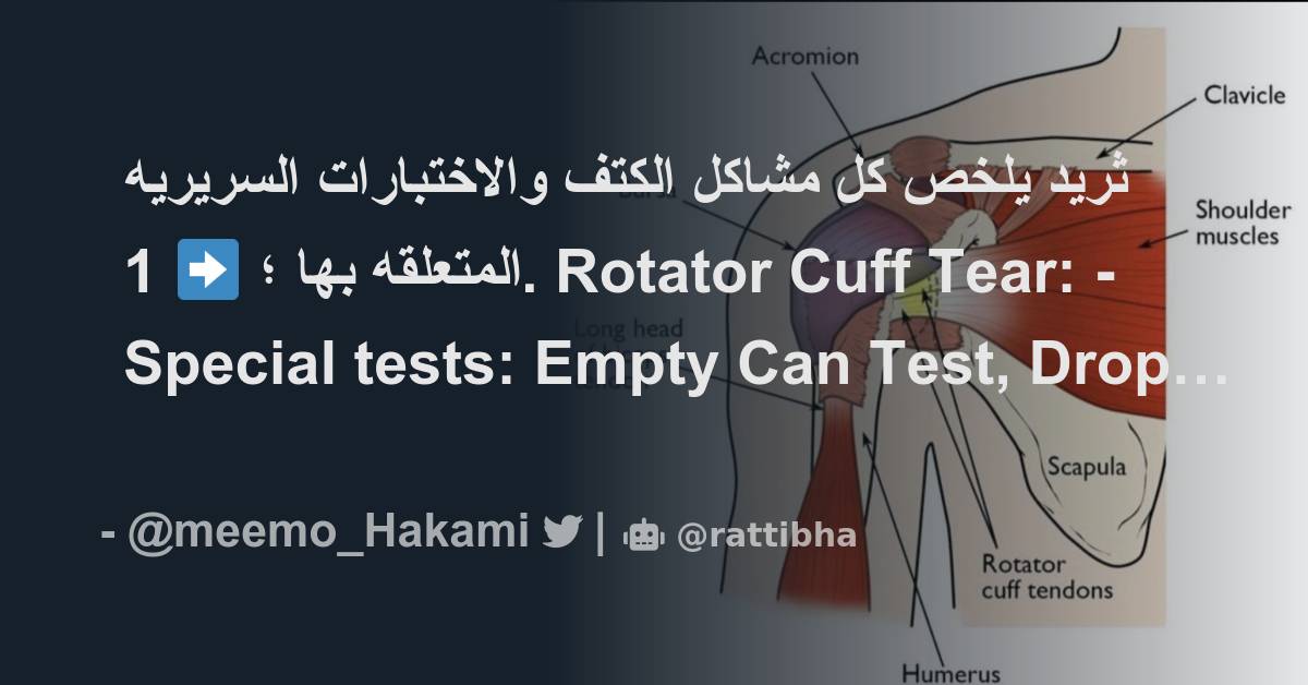 ثريد يلخص كل مشاكل الكتف والاختبارات السريريه المتعلقه بها ؛ ️ 1 ...