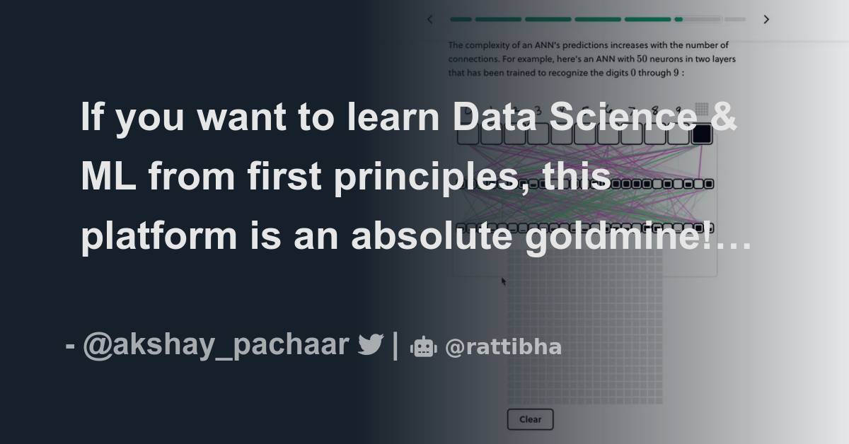 If you want to learn Data Science & ML from first principles, this platform is an absolute ...