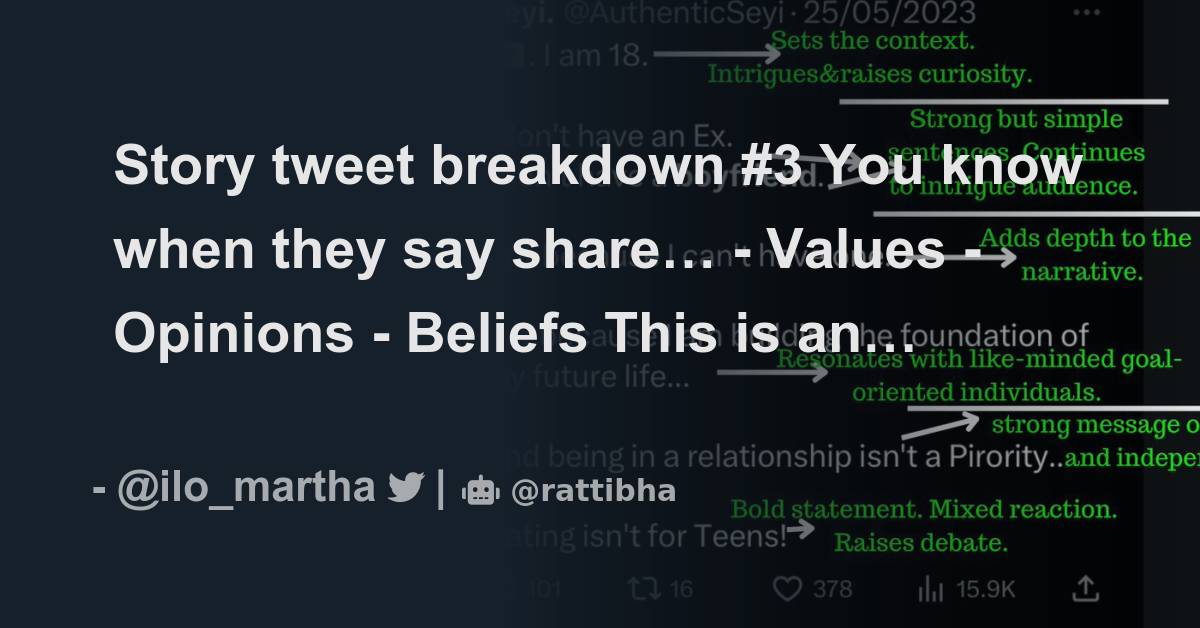 Story tweet breakdown #3 You know when they say share… - Values ...