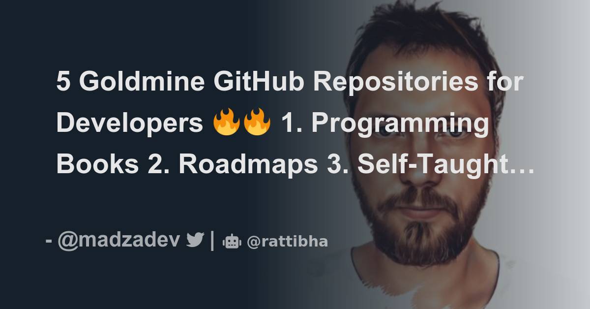 5 Goldmine GitHub Repositories for Developers 🔥🔥 1. Programming Books https://t.co/Y9ZnXkprb1 2 ...