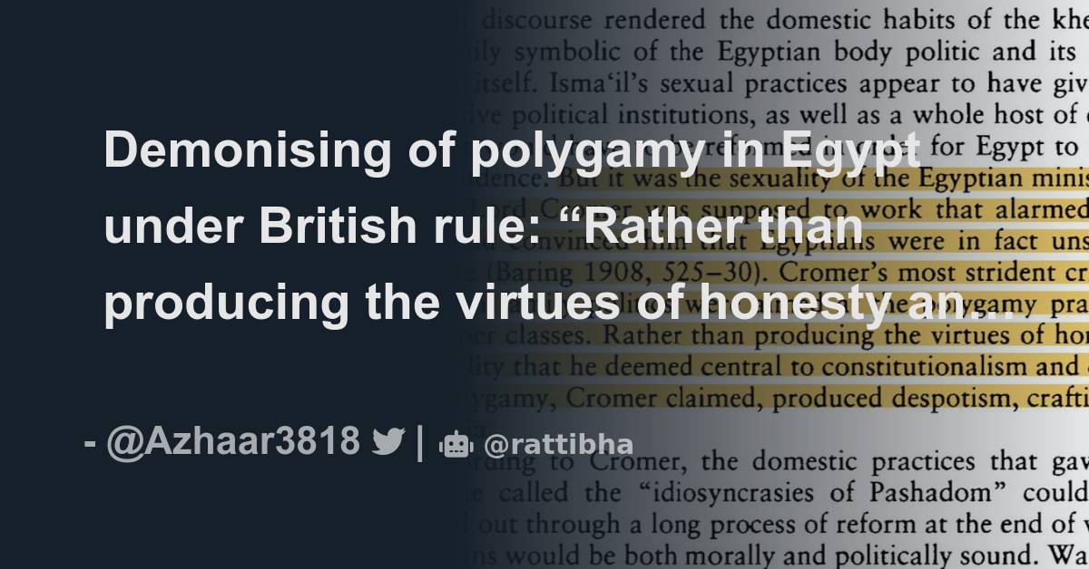 Demonising of polygamy in Egypt under British rule: “Rather than ...
