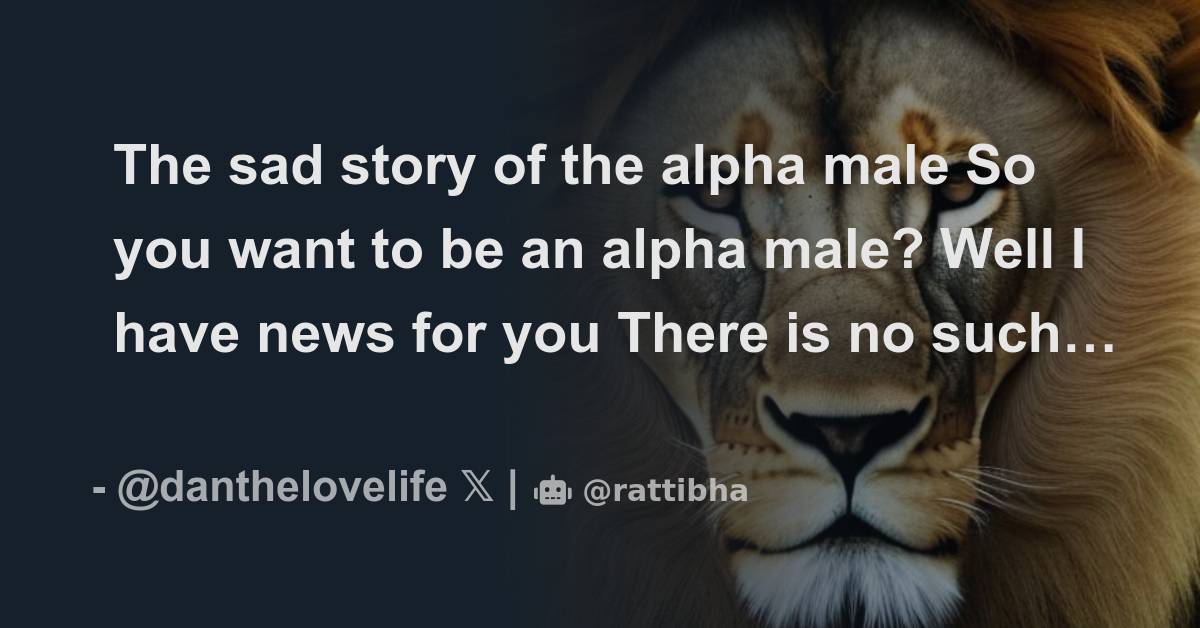 The sad story of the alpha male So you want to be an alpha male? Well I ...