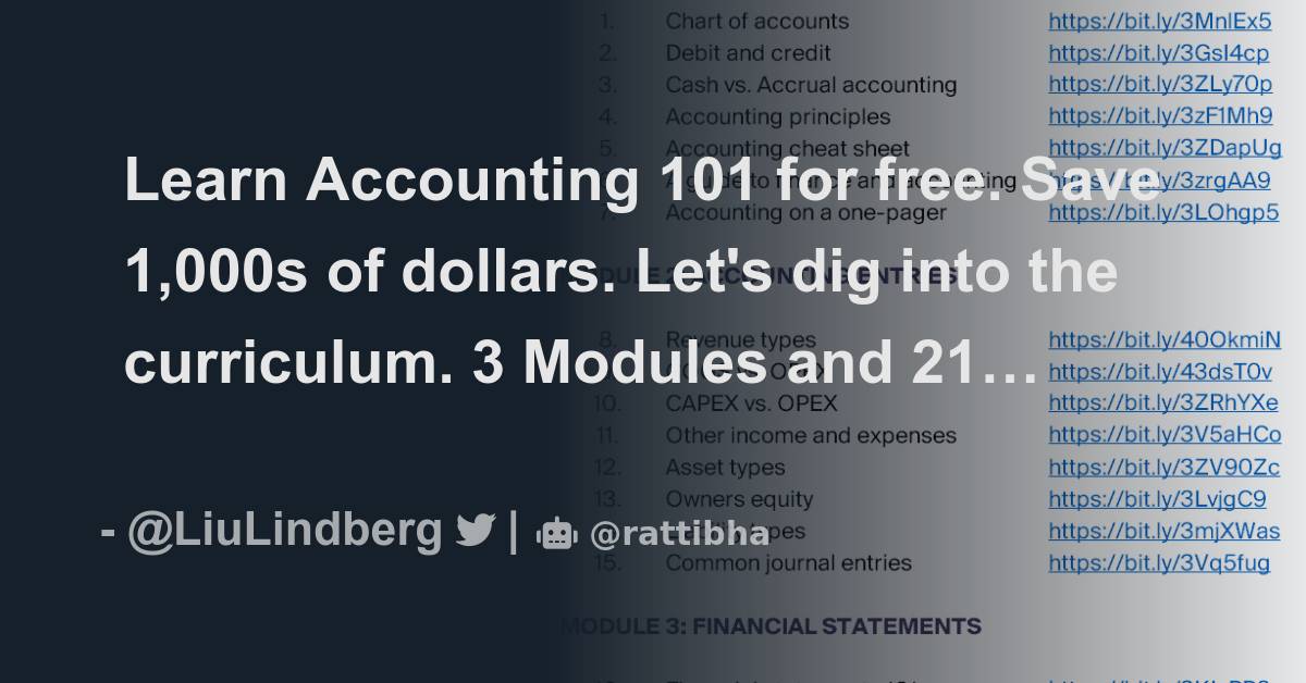 Learn Accounting 101 for free. Save 1,000s of dollars. Let's dig into ...