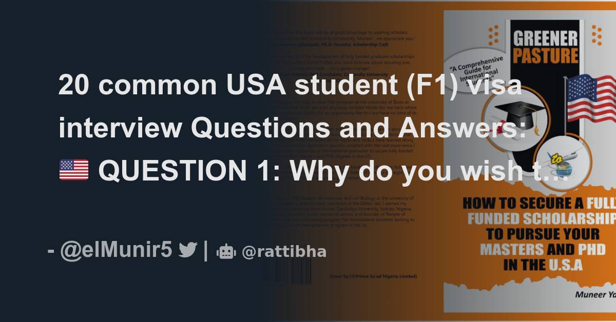 20 common USA student (F1) visa interview Questions and Answers: 🇺🇸 ...