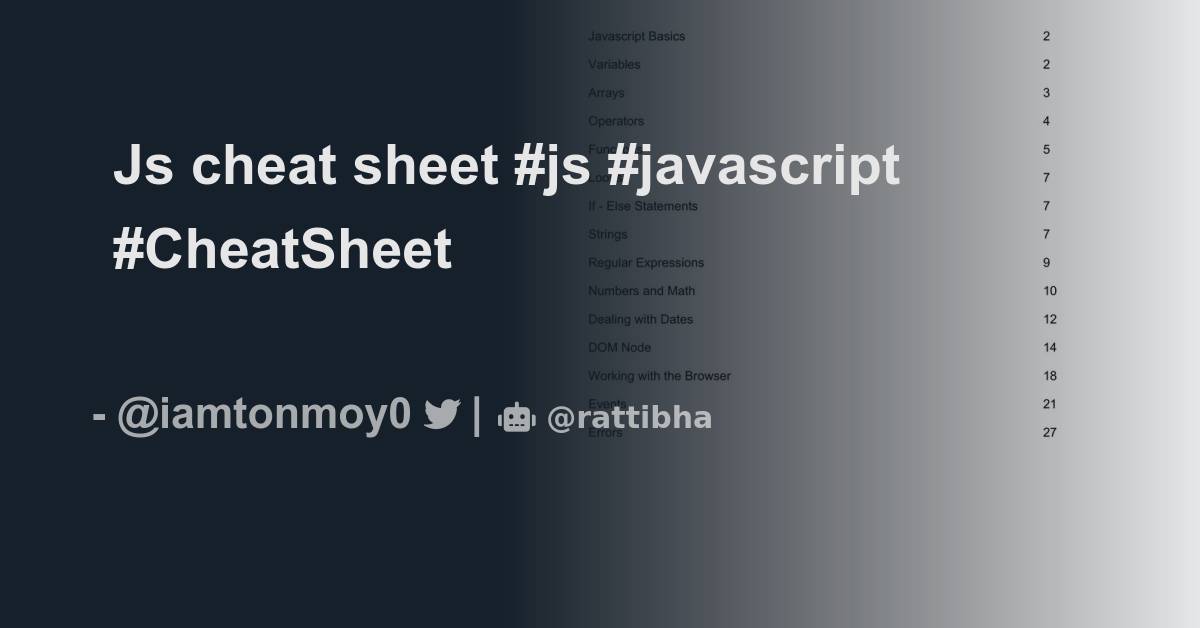 Js cheat sheet #js #javascript #CheatSheet - المسلسل من Tonmoy Islam ...