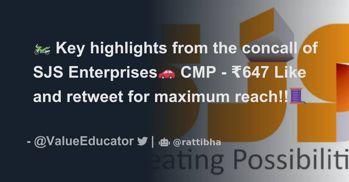 🏍 Key highlights from the concall of SJS Enterprises🚗 CMP - ₹647 Like ...