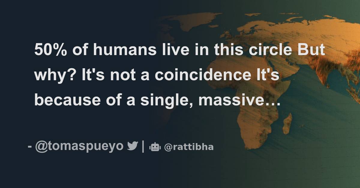50% of humans live in this circle But why? It's not a coincidence It's ...