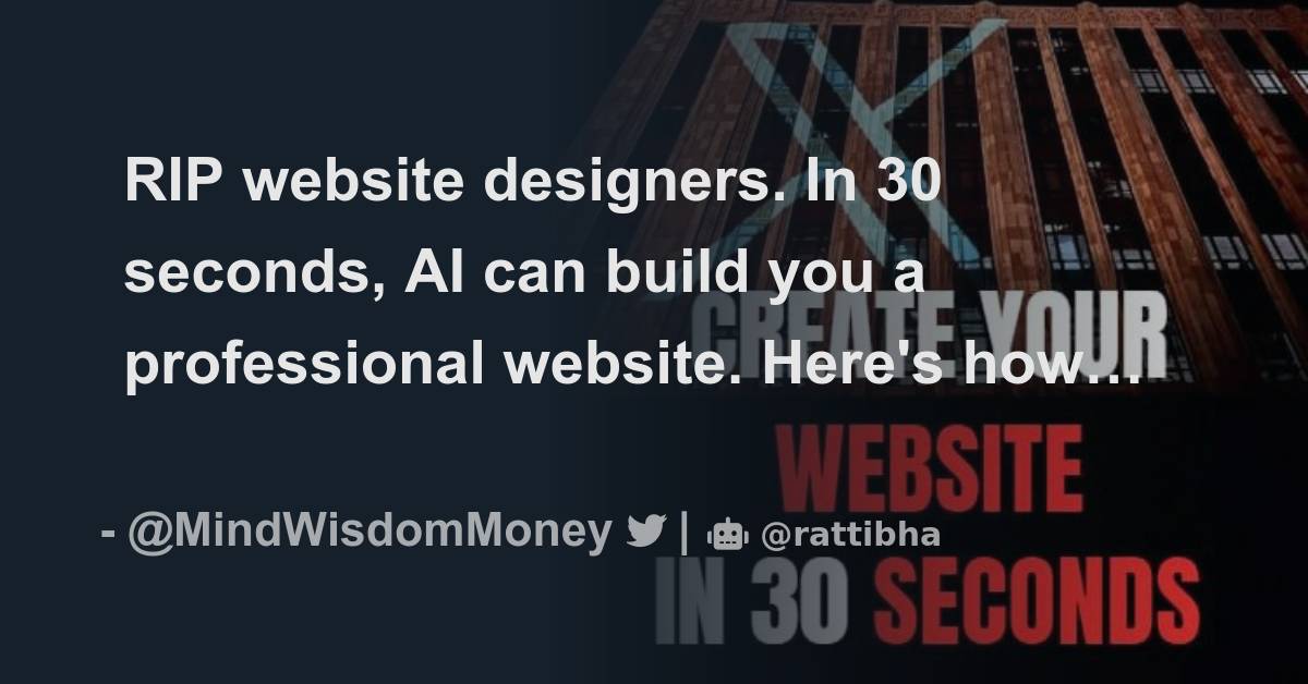 RIP website designers. In 30 seconds, AI can build you a professional ...
