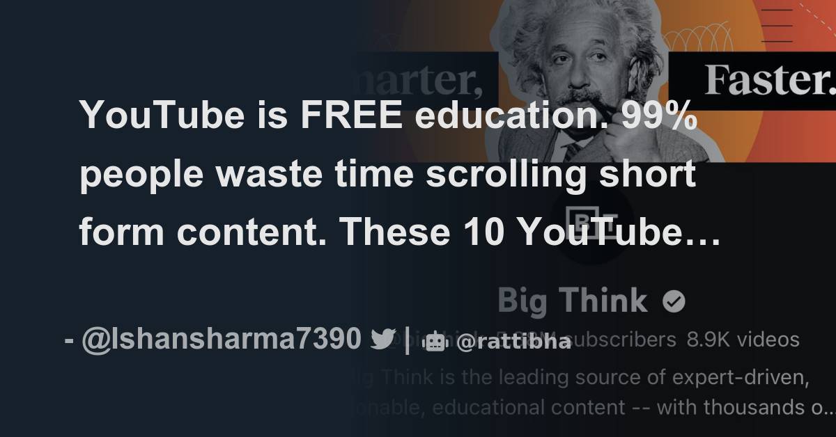 YouTube is FREE education. 99% people waste time scrolling short form ...