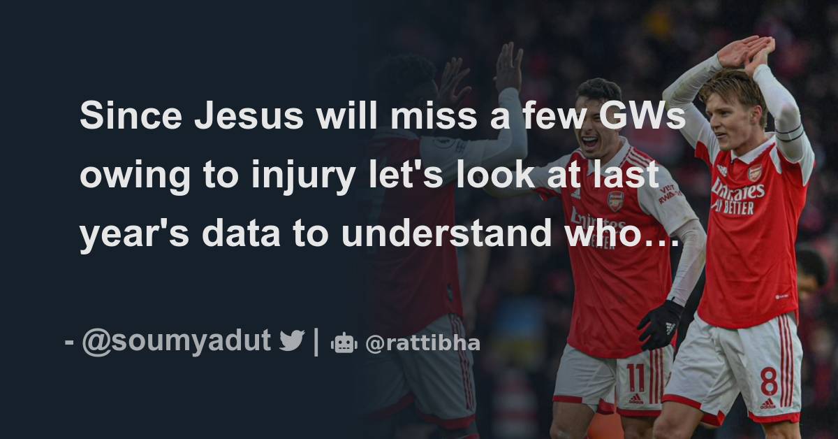 Since Jesus will miss a few GWs owing to injury let's look at last year ...
