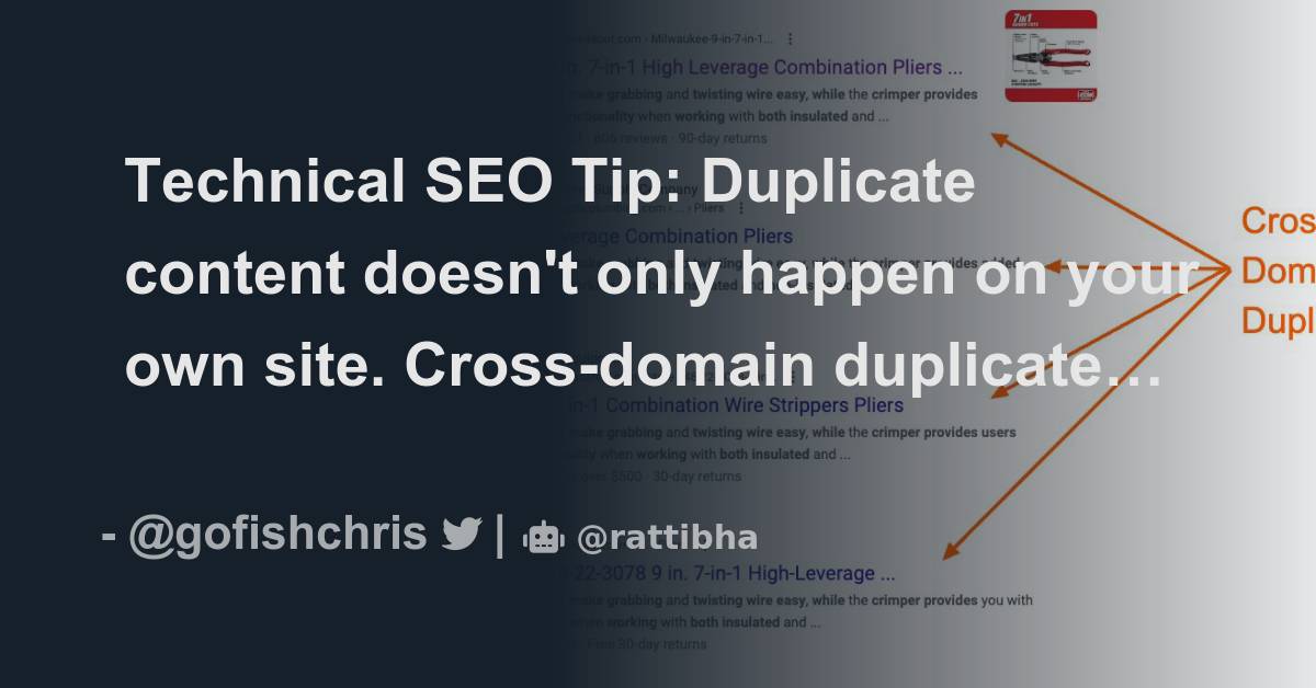 Technical SEO Tip: Duplicate content doesn't only happen on your own site. Cross-domain ...