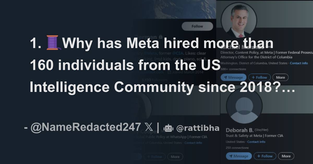 1. 🧵Why has Meta hired more than 160 individuals from the US ...
