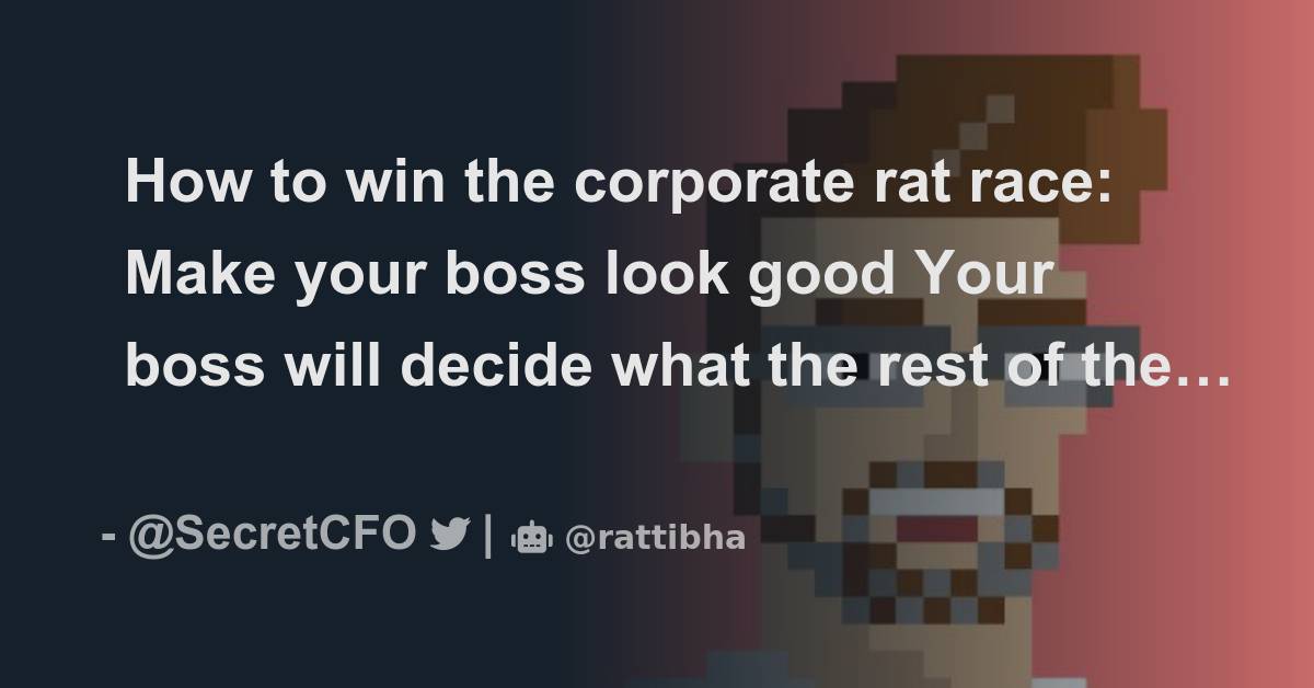 How to win the corporate rat race: - Thread from The Secret CFO ...