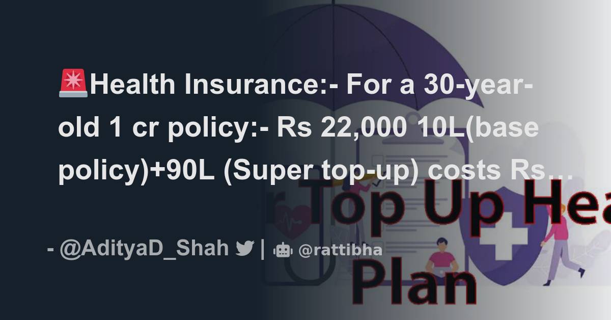 🚨Health Insurance:- For a 30-year-old 1 cr policy:- Rs 22,000 10L(base ...