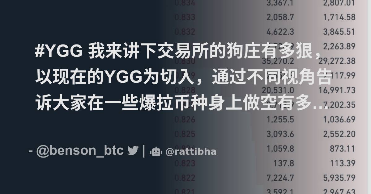 #YGG 我来讲下交易所的狗庄有多狠，以现在的YGG为切入，通过不同视角告诉大家在一些爆拉币种身上做空有多惨！劝诫不要在这种情况下跟着某些带单天团做空！欢迎转发点赞收藏！此文案同样可以解释之前 ...