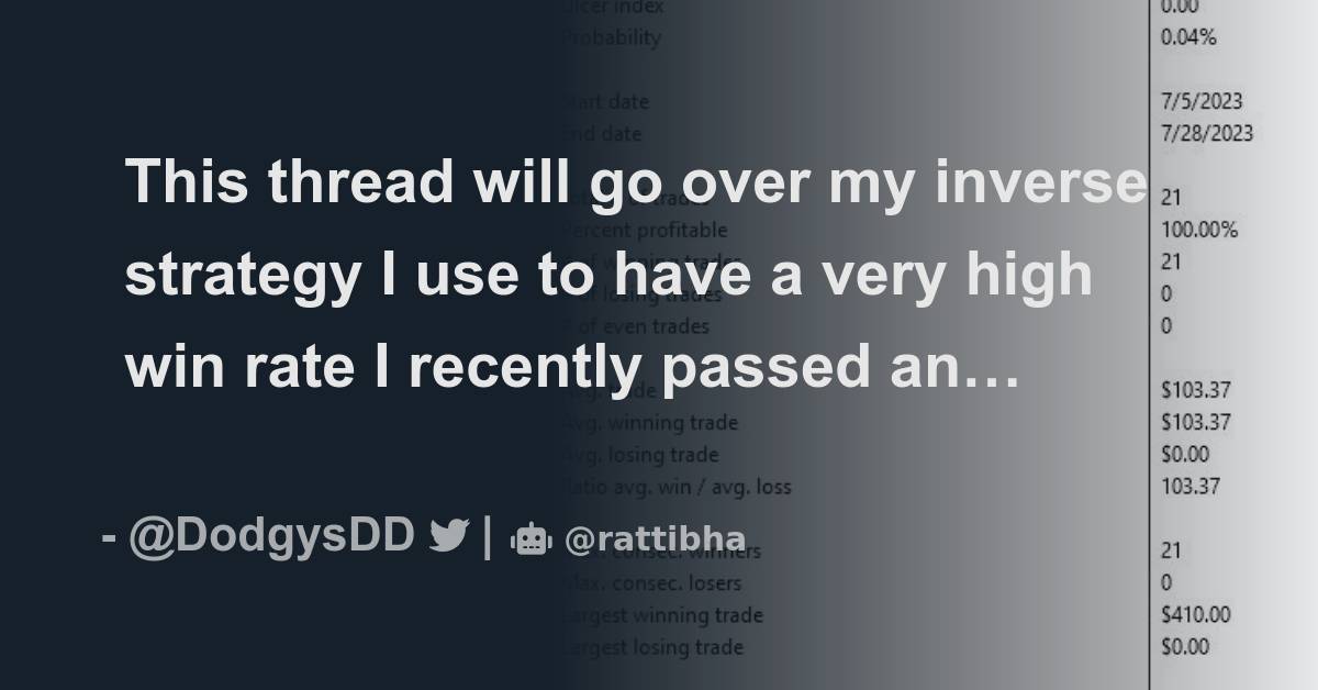 This thread will go over my inverse strategy I use to have a very high ...