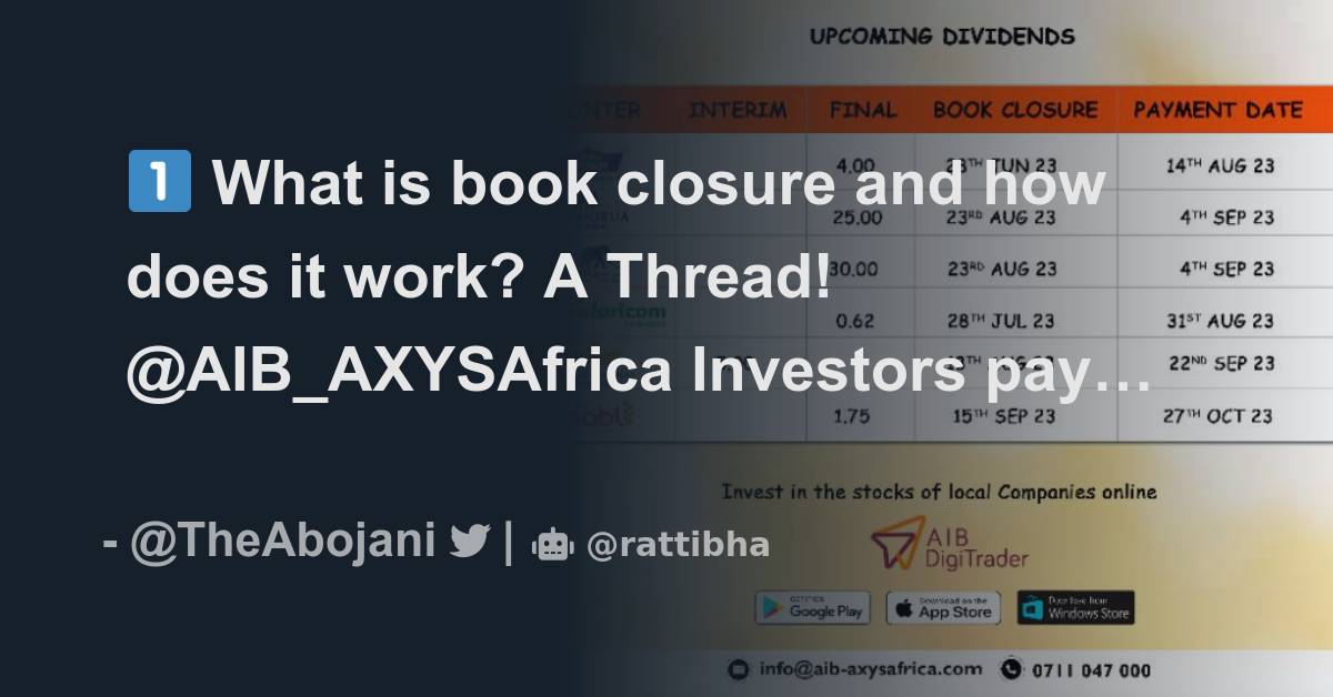 1⃣ What is book closure and how does it work? A Thread! @AIB_AXYSAfrica ...
