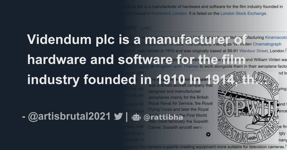 Videndum plc is a manufacturer of hardware and software for the film ...