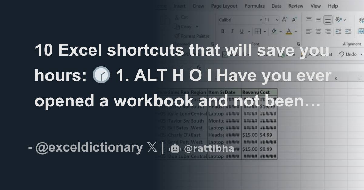 10 Excel shortcuts that will save you hours: 🕝 - Thread from Excel Dictionary @exceldictionary ...