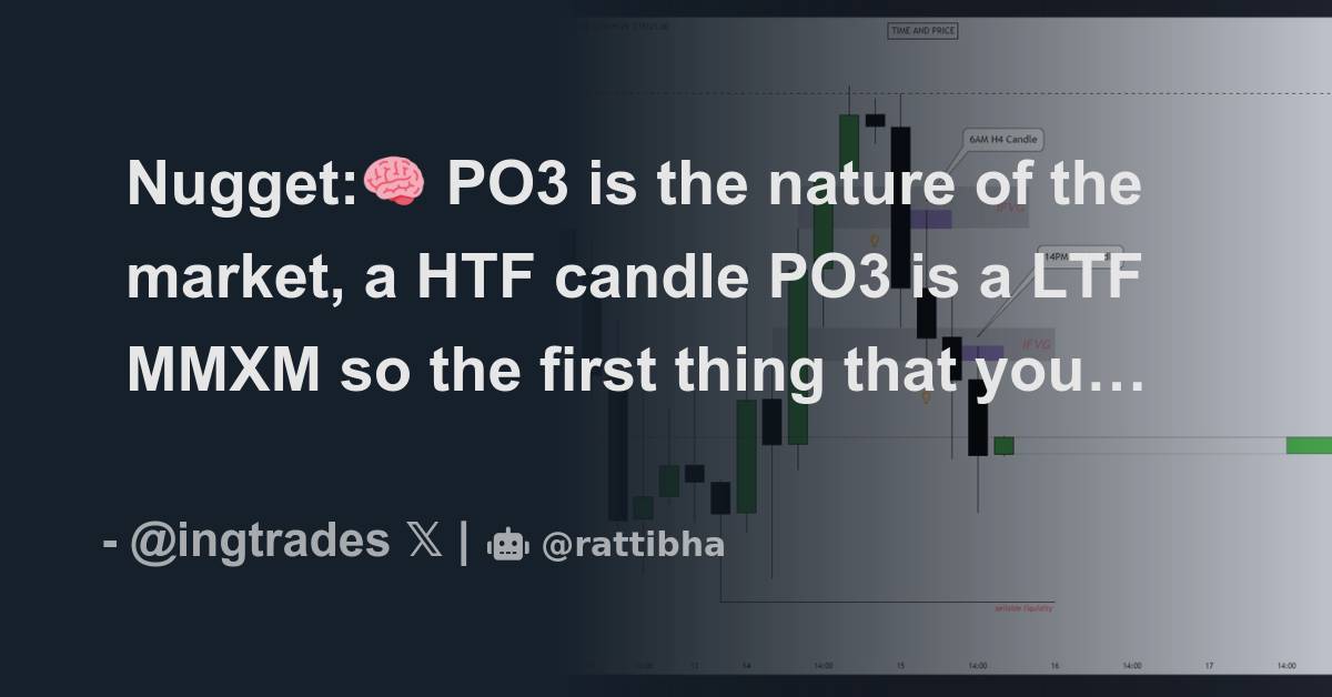 Nugget:🧠 PO3 is the nature of the market, a HTF candle PO3 is a LTF MMXM so the first thing that ...