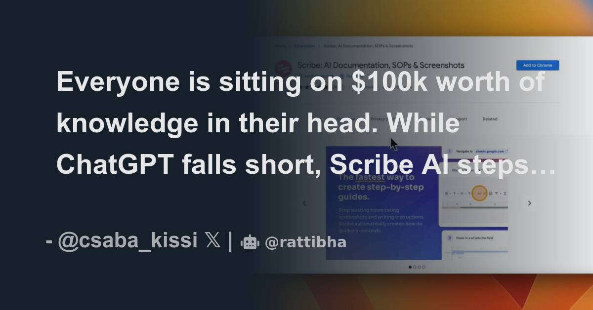 Everyone is sitting on $100k worth of knowledge in their head. While ...