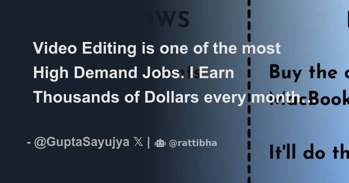 Video Editing is one of the most High Demand Jobs. I Earn Thousands of ...