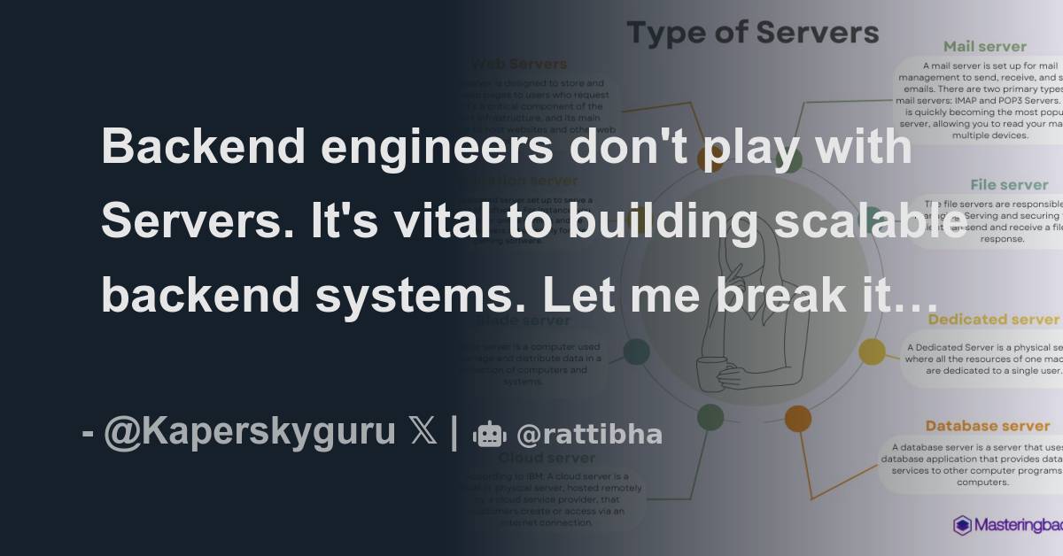 Backend engineers don't play with Servers. It's vital to building scalable backend systems. Let ...