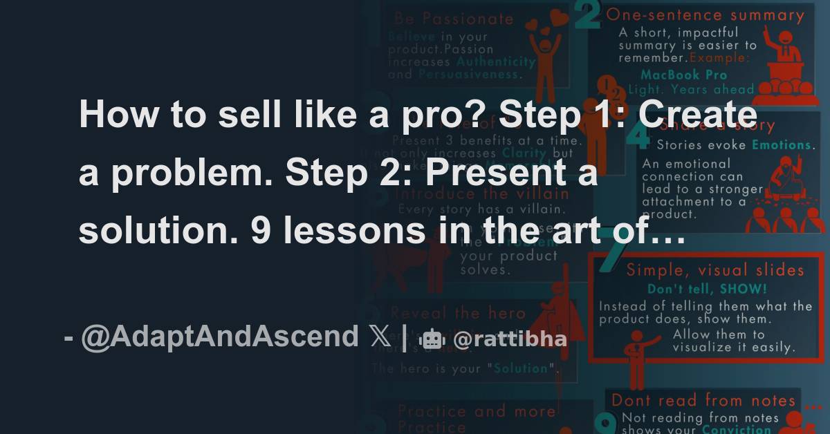 How to sell like a pro? Step 1: Create a problem. Step 2: Present a ...