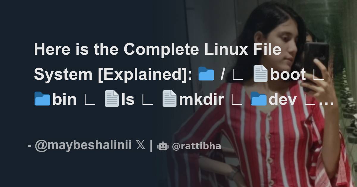 Here is the Complete Linux File System [Explained]: 📁 / ∟ 📄boot ∟ 📁bin ...