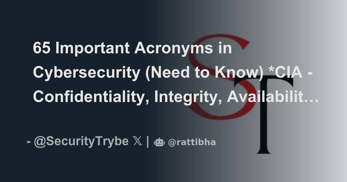 65 Important Acronyms in Cybersecurity (Need to Know) *CIA ...