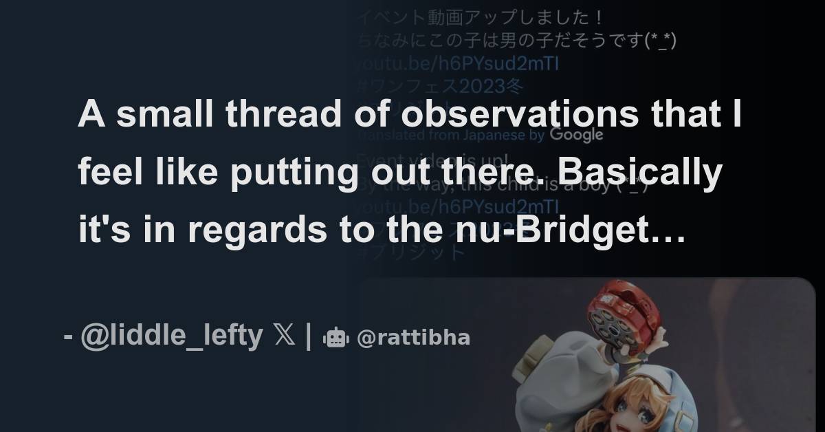 A small thread of observations that I feel like putting out there ...