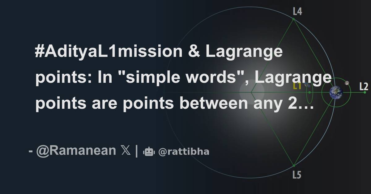 #AdityaL1mission & Lagrange points: In "simple words", Lagrange points ...