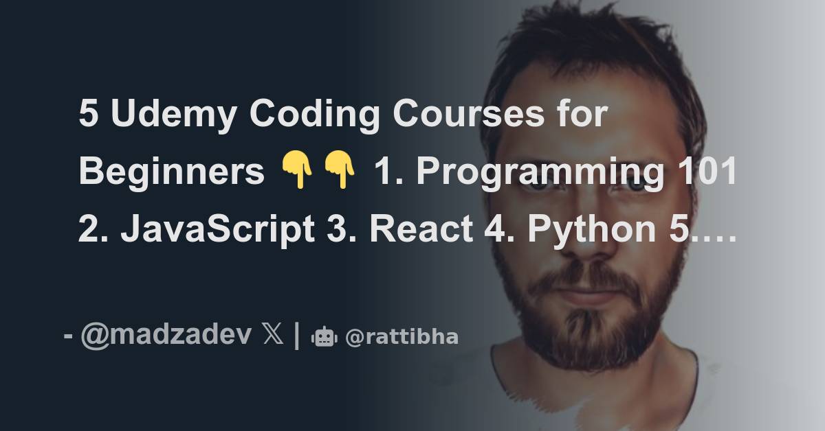 5 Udemy Coding Courses For Beginners 👇👇 1 Programming 101 6edohkagst 2 Javascript 2306