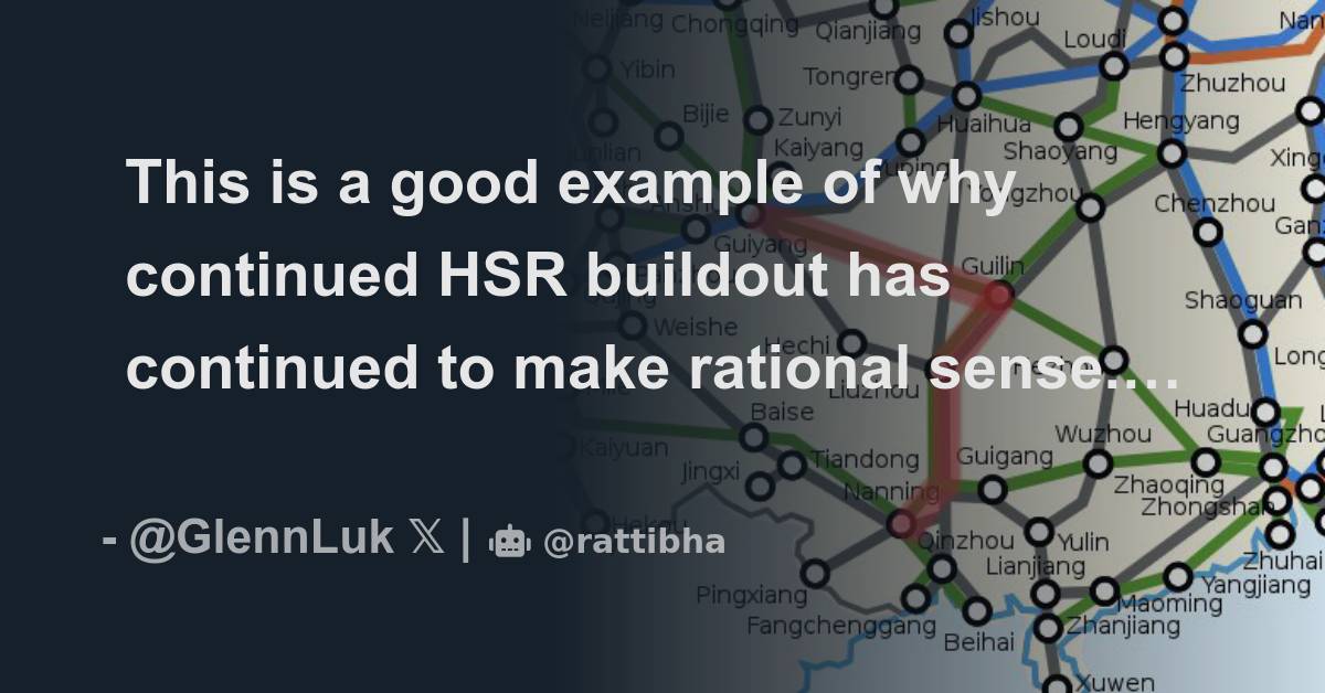 This is a good example of why continued HSR buildout has continued to make rational sense. HSR ...