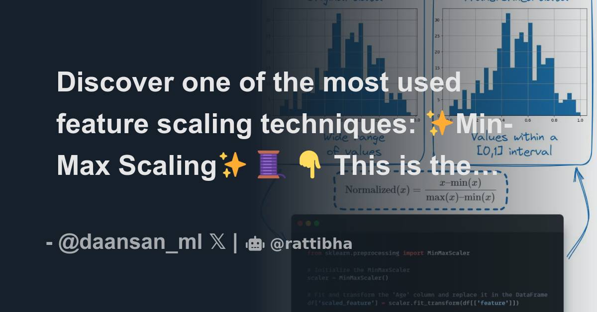 Discover one of the most used feature scaling techniques: Min-Max Scaling 🧵 👇 - Thread from ...