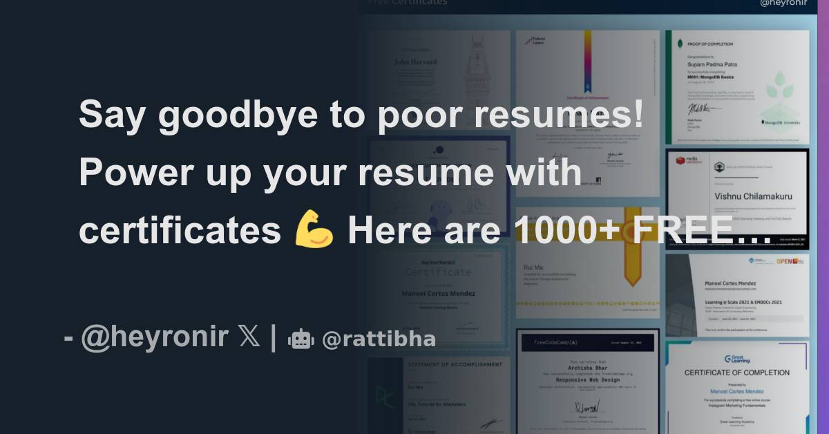 Say goodbye to poor resumes! Power up your resume with certificates 💪 ...