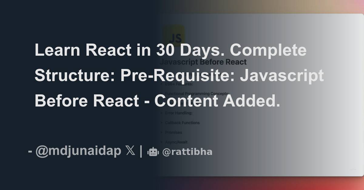 Learn React In 30 Days Complete Structure Thread From Mohammed 4182