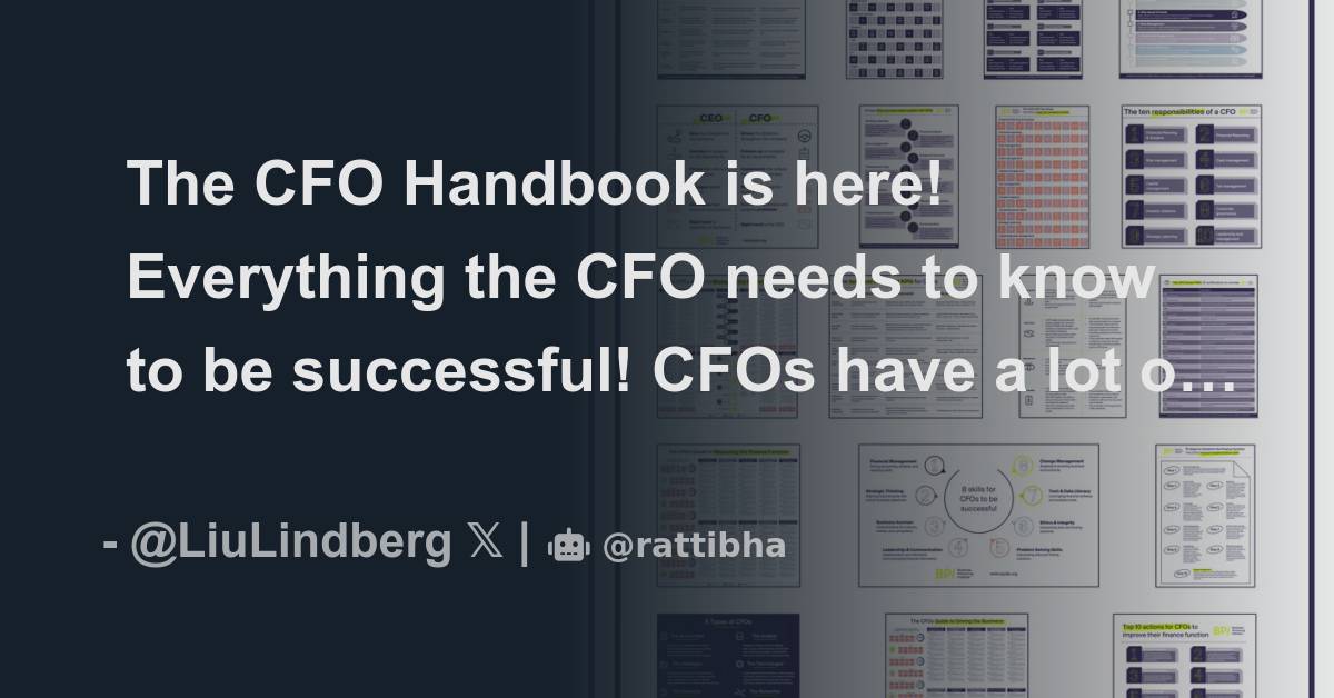 The CFO Handbook is here! Everything the CFO needs to know to be successful! CFOs have a lot on ...