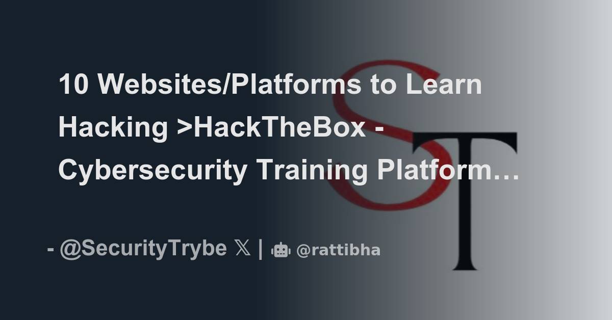 10 Websitesplatforms To Learn Hacking Hackthebox Cybersecurity