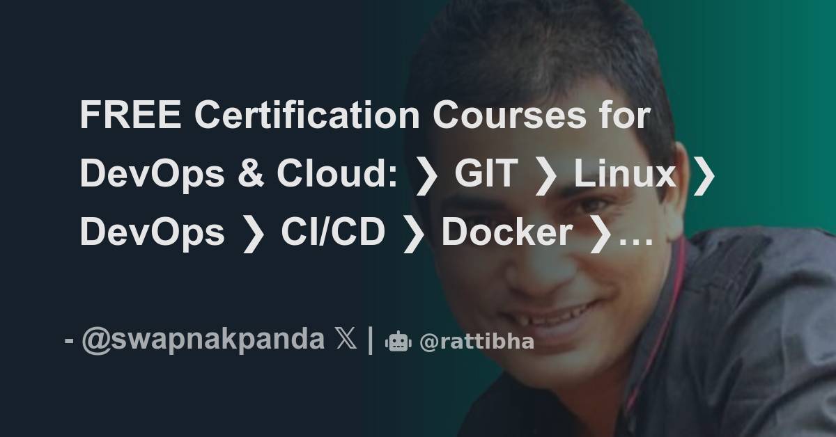 FREE Certification Courses for DevOps & Cloud: GIT https://t.co/oeCf69LrFl Linux https://t.co ...