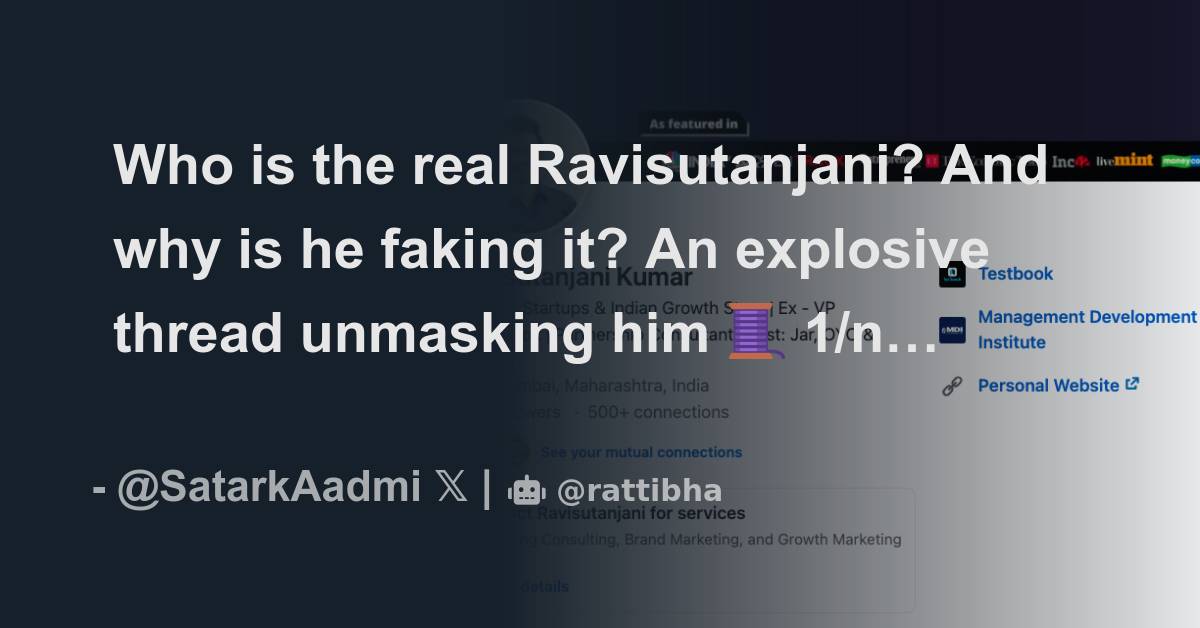 Who is the real Ravisutanjani? And why is he faking it? An explosive ...
