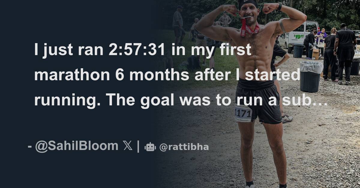 I just ran 2:57:31 in my first marathon 6 months after I started ...