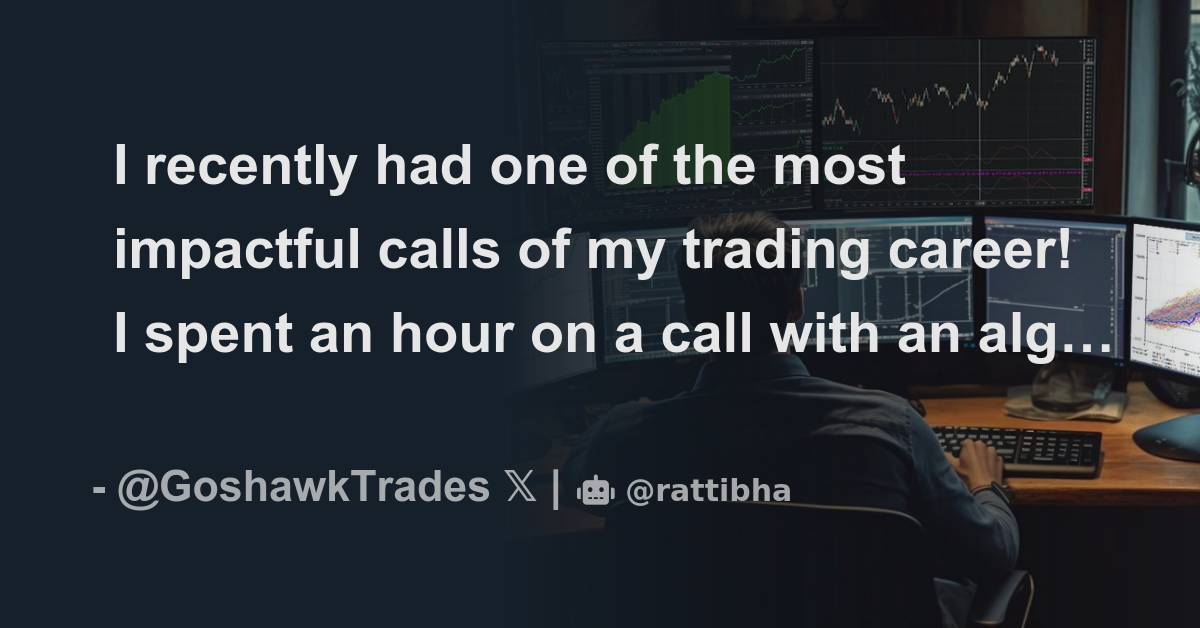 I recently had one of the most impactful calls of my trading career! I ...
