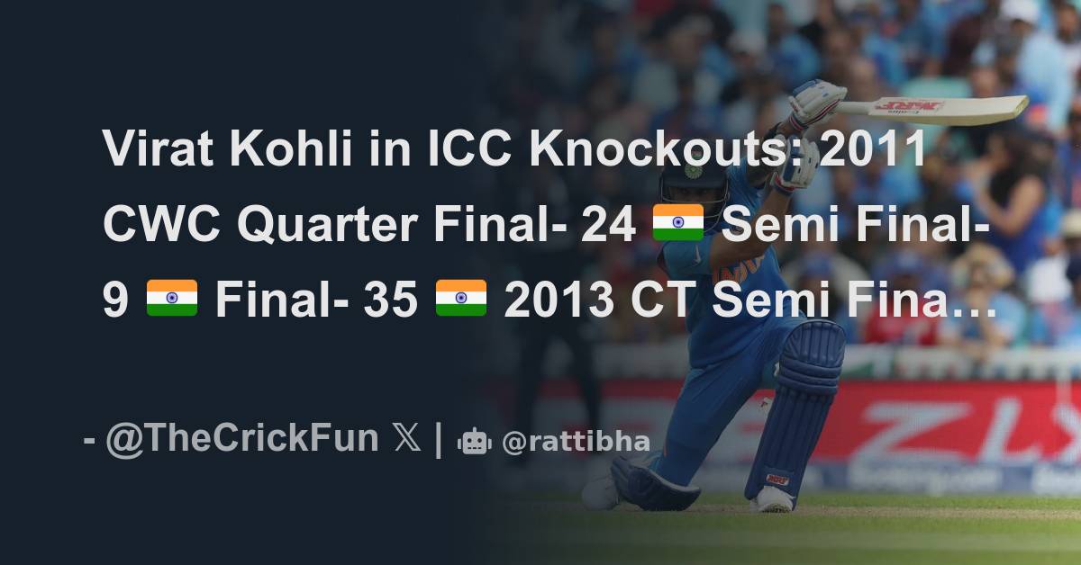 Virat Kohli in ICC Knockouts: 2011 CWC Quarter Final- 24 🇮🇳 Semi Final ...